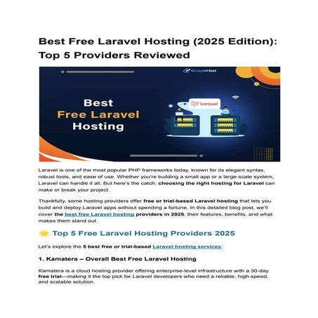 Top 10 Best Free Laravel Hosting Providers in 2025 | PDF