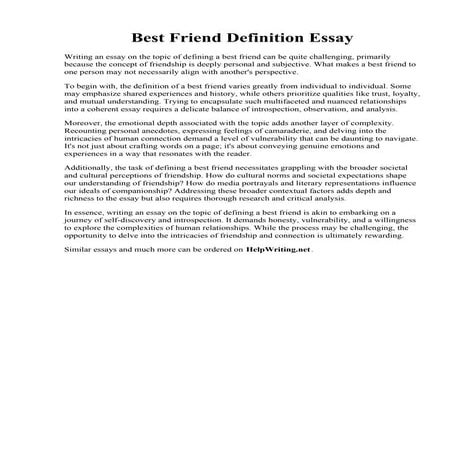 Best Friend Definition Essay | PDF