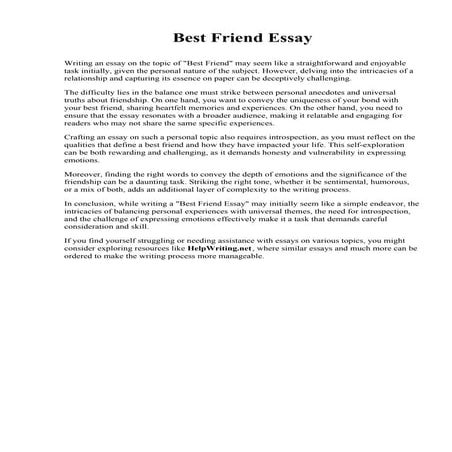 Best Friend Essay | PDF