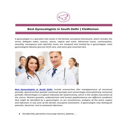Best Gynecologists in South Delhi | ElaWoman | PPTX