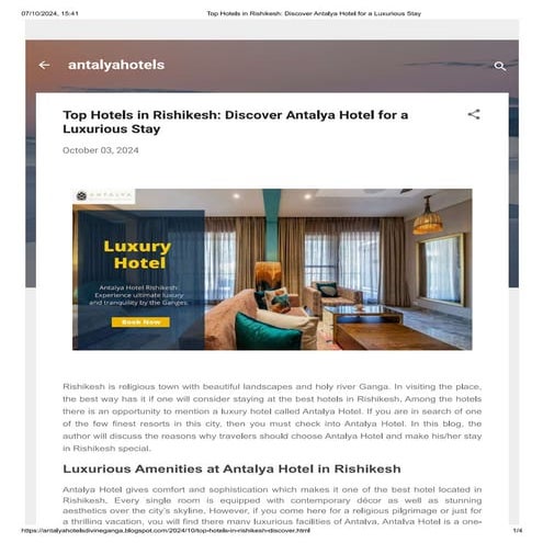 Top Hotels in Rishikesh: Discover Antalya Hotel's Luxury | PDF