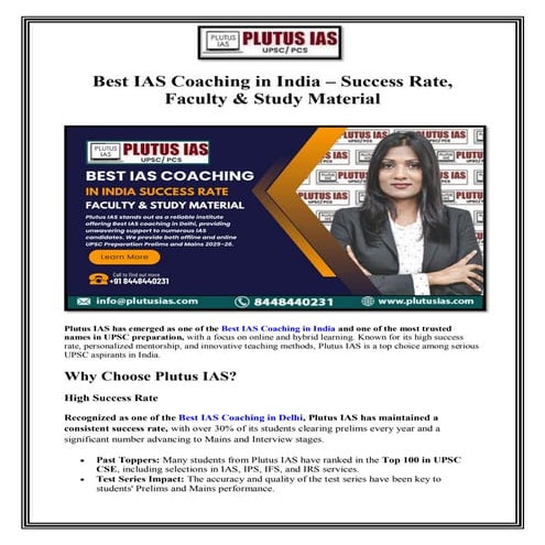 Best IAS Coaching in India – Success Rate, Faculty & Study Material | PDF