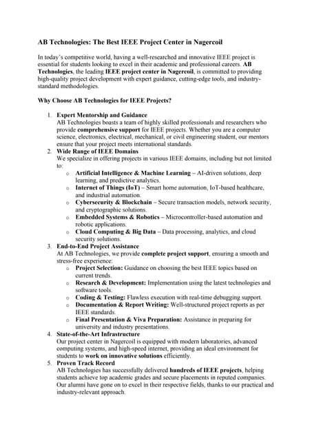 IEEE project center in nagercoil IEEE project center in nagercoil | PDF