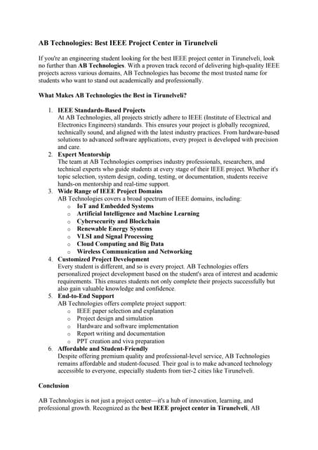 Best IEEE project center in nagercoilBest IEEE project center in ...