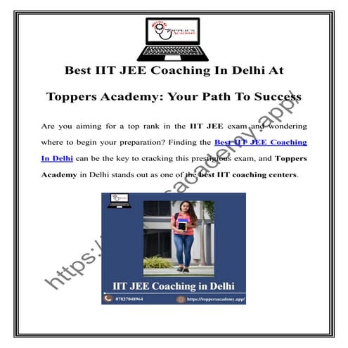 Best IIT JEE Coaching in Delhi | Toppers Academy for JEE Preparation | PDF