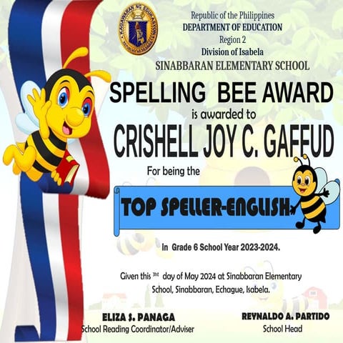 BEST IN SPELLING AWARD AND RECOGNITION FOR SY 2023-2024 | PPTX