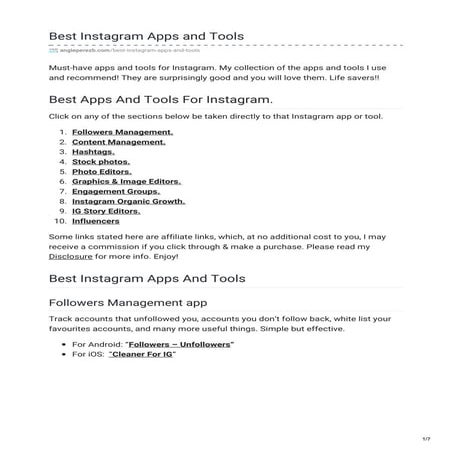 Best Instagram Apps And Tools | PDF