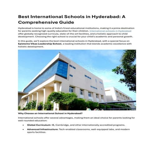 Best PreSchools in Hyderabad - Epistemo Vikas Leadership School.pptx