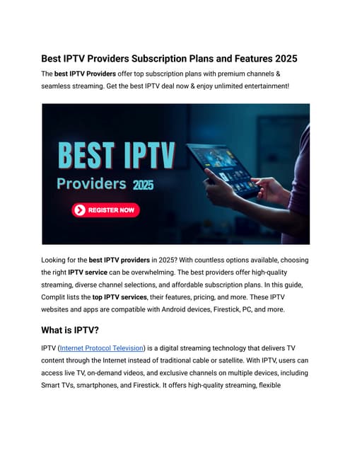 Top IPTV Service Providers in the USA for 2024: Freegotv and TereaTV | PPT
