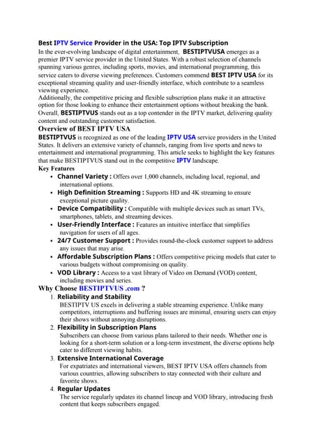 Top IPTV Service Providers in the USA for 2024: Freegotv and TereaTV | PPT