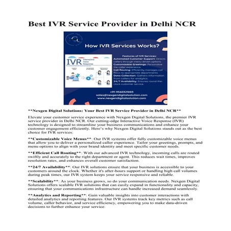 Nexgen Digital Solutions: Your Best IVR Service Provider in Delhi NCR | PDF