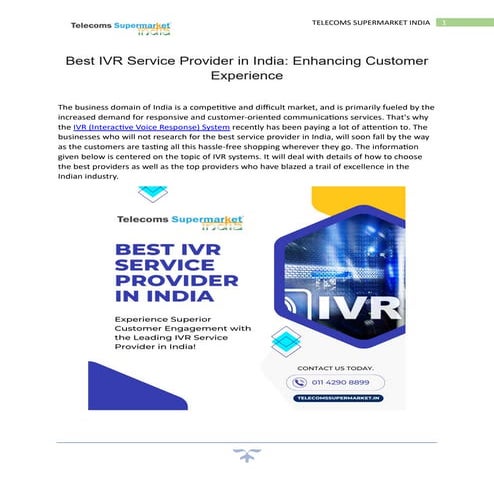 Explore Best IVR Service Provider in India! | PDF