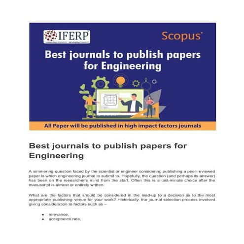 Engineering papers should be published in the best journals | United ...