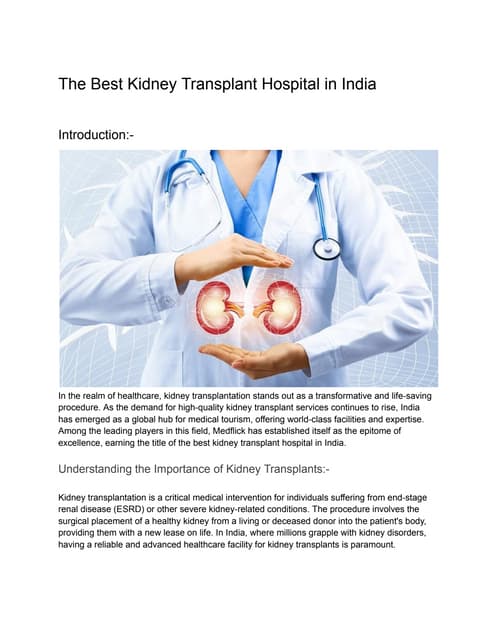 Pancreas Transplant in India- Medheal Global | PPT
