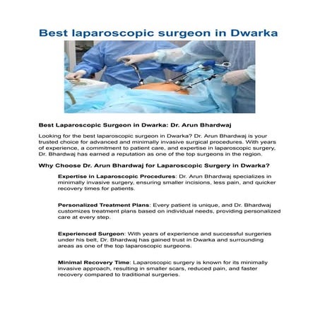Best laparoscopic surgeon in Dwarka. | PDF