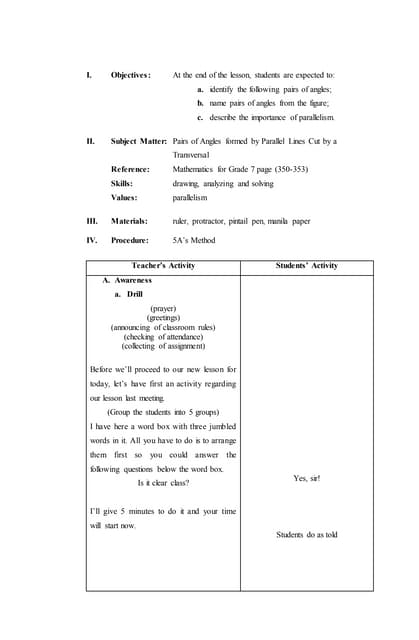 For demo lesson plan | PDF