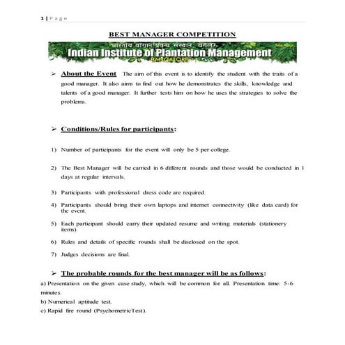 Best manager competition | DOCX