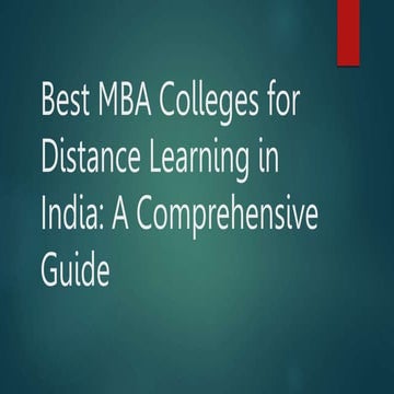 Best MBA Colleges for Distance Learning in India | PPTX | College ...