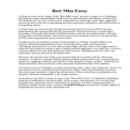 Best Mba Essay.pdf | Free Download