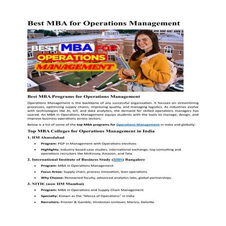 Best MBA for Operations Management.pdf.. | PDF