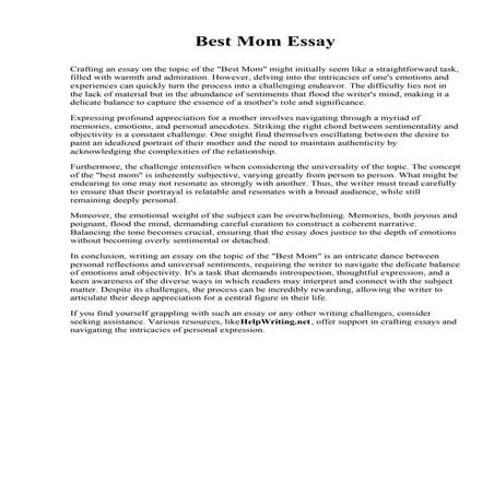 Best Mom Essay. Florida State University | PDF