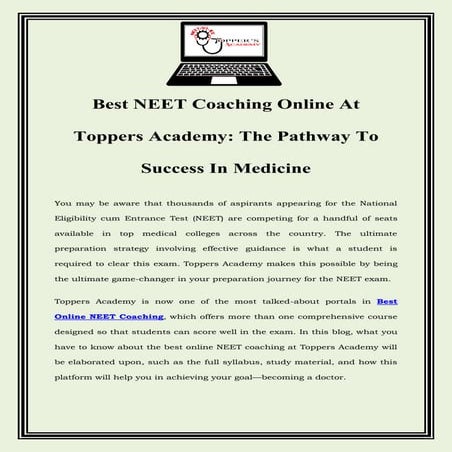 Best Online NEET Coaching at Toppers Academy – Top Platform for NEET ...