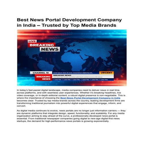 News Portal Development Company: A Complete Guide for 2025 | PDF