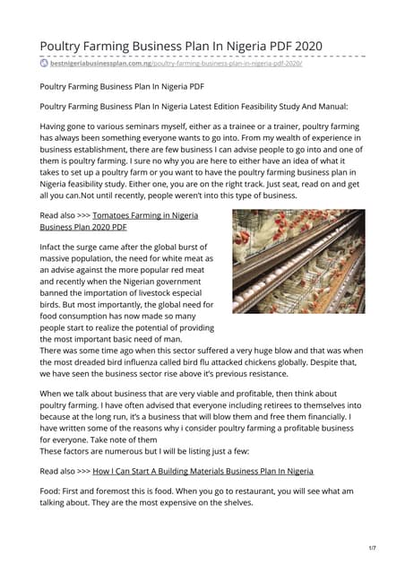 Poultry farming business plan example | PDF