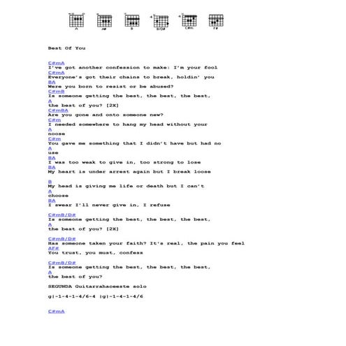 Best of you tablatura | DOCX