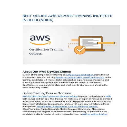 BEST ONLINE AWS DEVOPS TRAINING INSTITUTE IN DELHI (NOIDA)..pdf