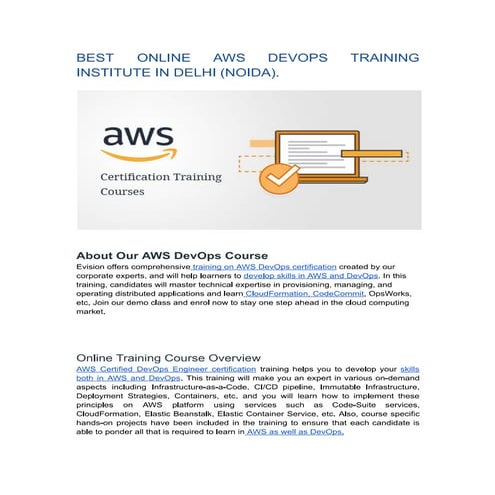 BEST ONLINE AWS DEVOPS TRAINING INSTITUTE IN DELHI (NOIDA)..pdf