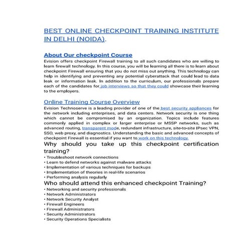 BEST ONLINE CHECKPOINT TRAINING INSTITUTE IN DELHI (NOIDA)..pdf