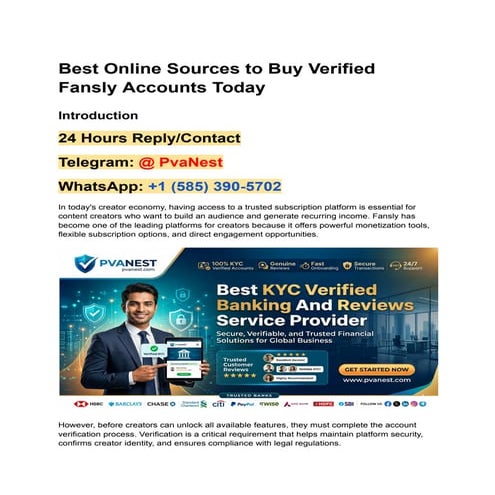 Best Platforms to Buy Verified Fansly Accounts Online Today | PDF