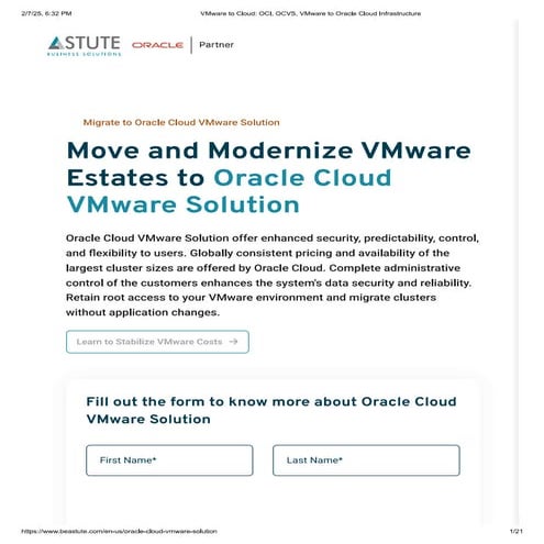 best oracle cloud vmware solution provided by astute | PDF