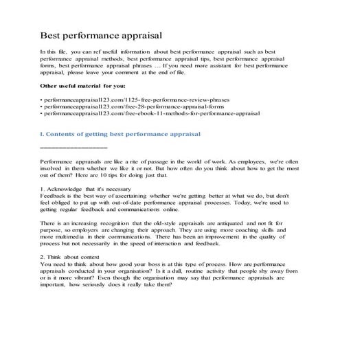 Best performance appraisal | DOCX