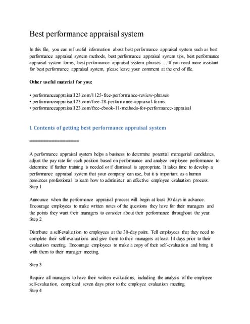Performance appraisal system | PDF