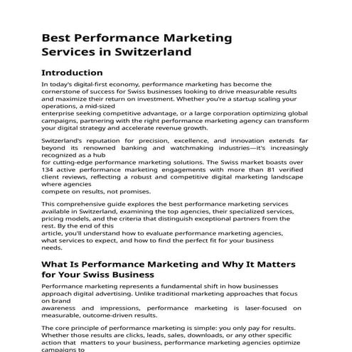 Best Performance Marketing Services in Switzerland | PPTX
