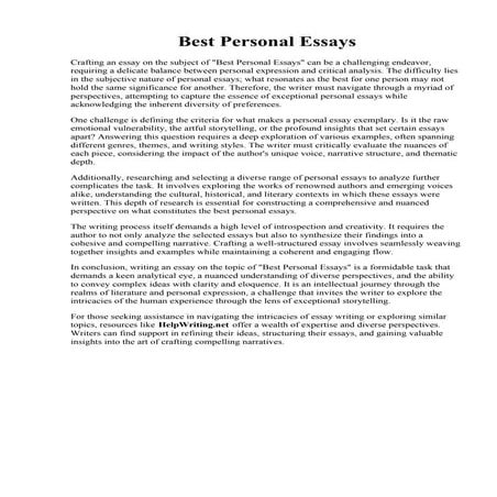 Best Personal Essays | PDF
