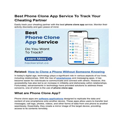 Best Phone Clone App Service To Track Your Cheating Partner.pdf