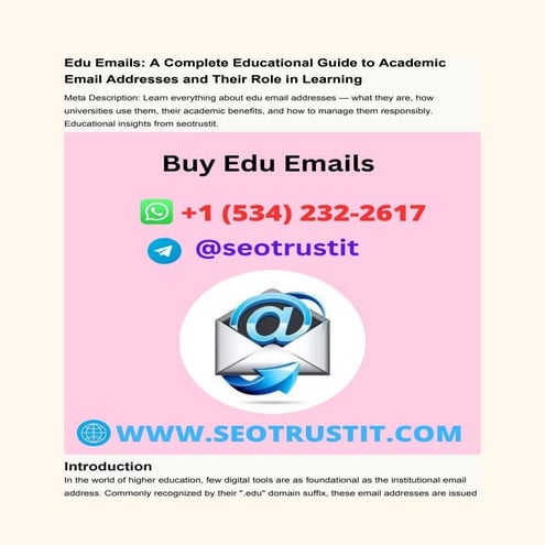 Best Place to Buy Edu Email Accounts Safely | DOCX