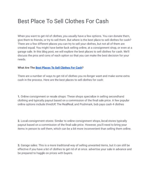Cash 4 clothes near me | PDF