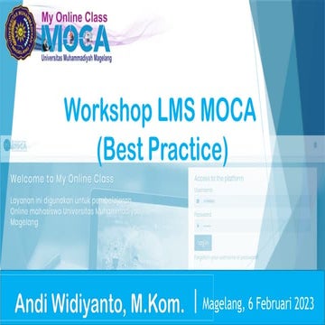 Tutorial cara menggunakan MOCA (Manajemen pembelajaran (LMS) berbasis Moodle) | PPT