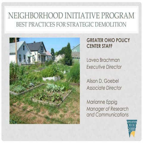 The Neighborhood Initiative Program : Best Practices for Strategic ...