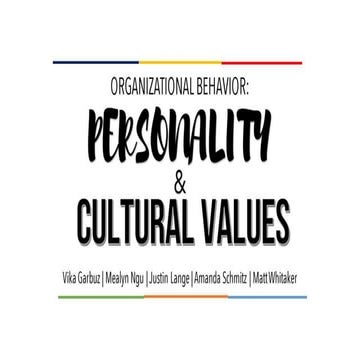 Organizational Behavior - Personality & Cultural Values | PPT