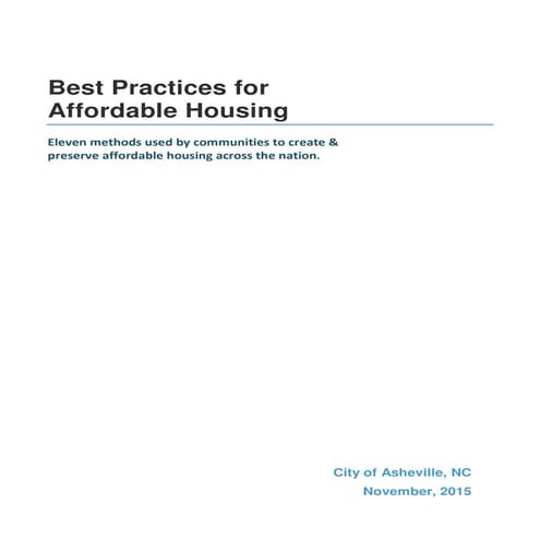 Best Practices for Affordable Housing | PDF