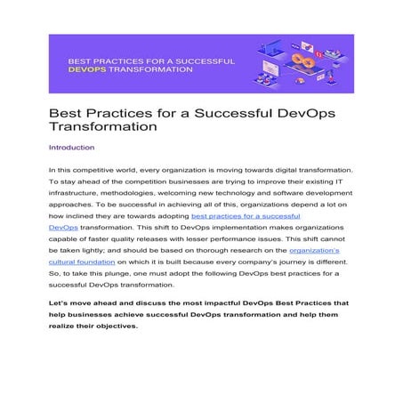 Best Practices For A Successful Devops Transformationpdf 8076