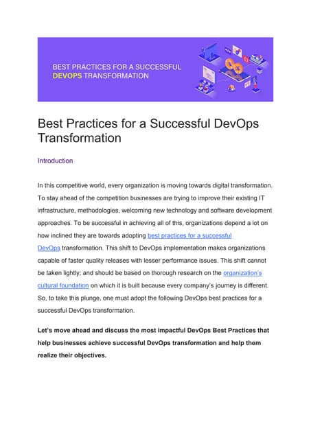 Best Practices For A Successful Devops Transformationpdf 8076