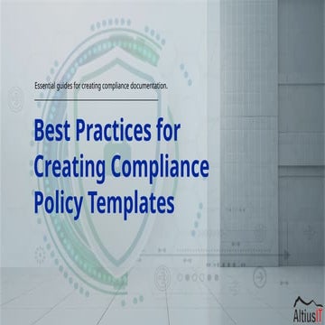 Compliance Policy Templates Framework, Implementation & Governance ...