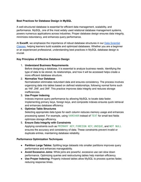 Best Practices For Database Design In Mysqlpdf