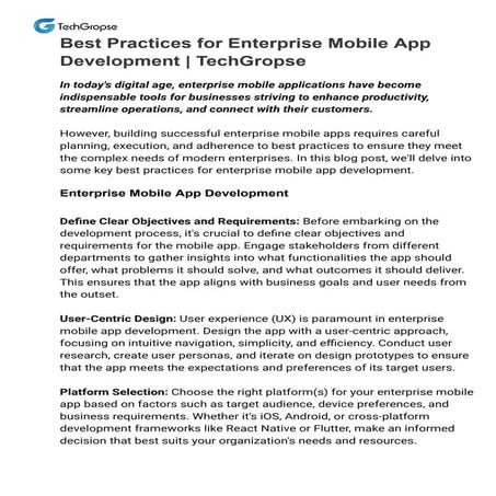 Best Practices for Enterprise Mobile App Development _ TechGropse.pdf ...